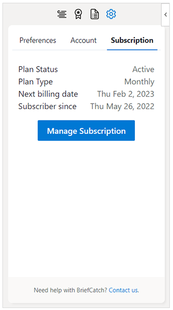 BriefCatch 3: Modify or Cancel Subscription