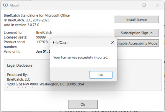 BriefCatch Standalone: Accounts & Licensing