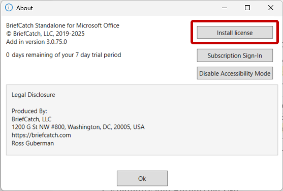 BriefCatch Standalone: Accounts & Licensing