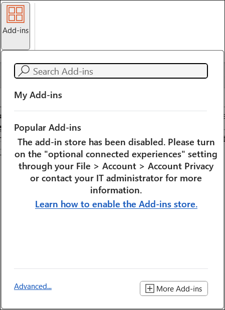 BriefCatch Next: Store or Add-ins are blocked, unable to install